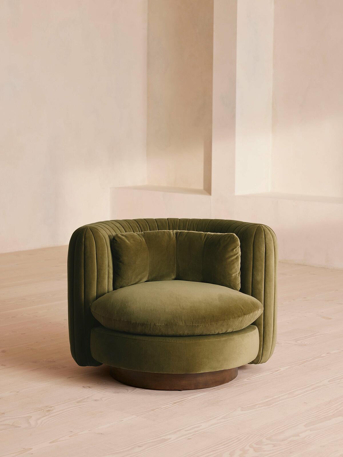 Vivienne Armchair, Velvet, Olive - Soho Home