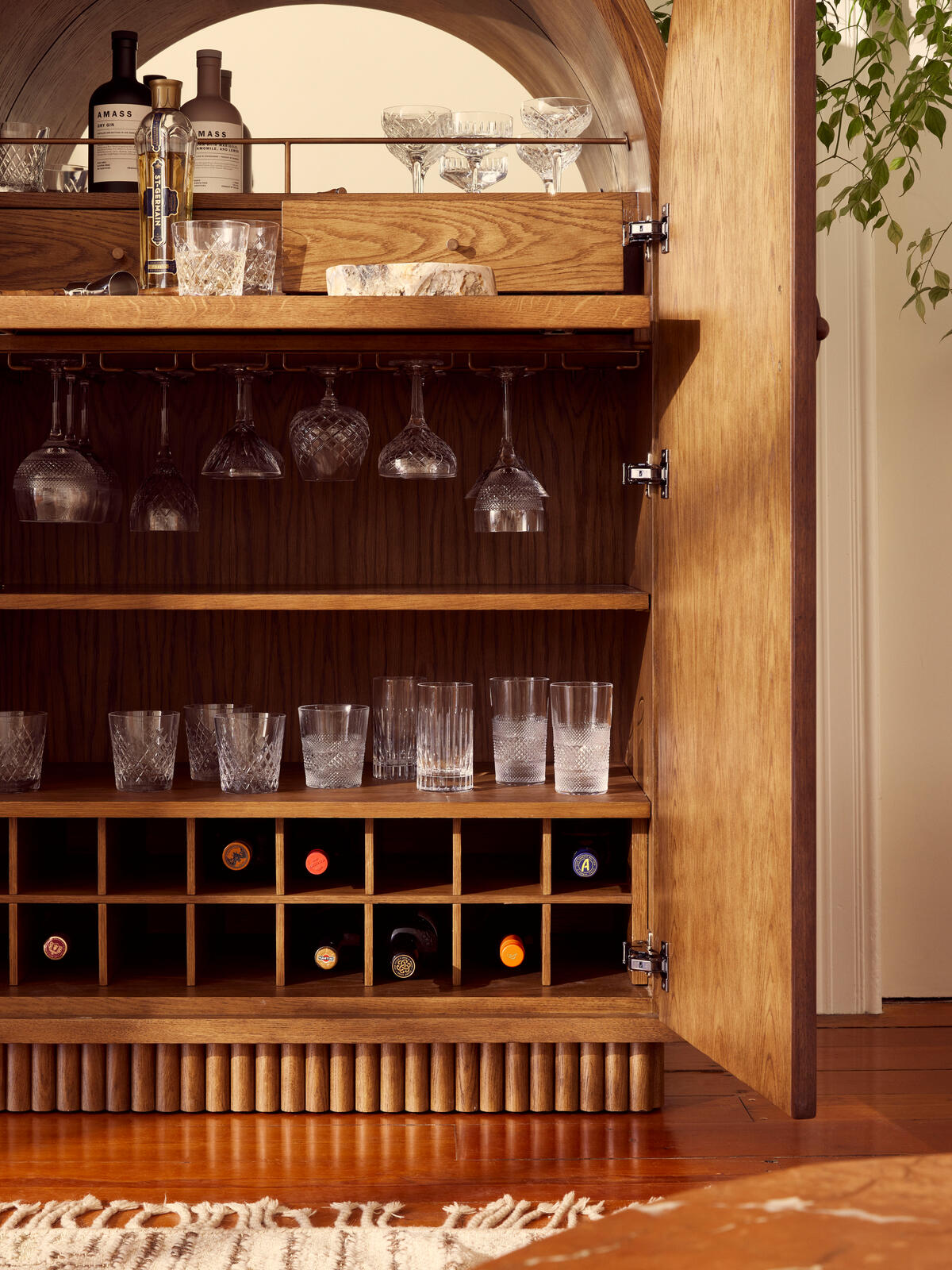 Benedict Bar Cabinet, Oak Burl - Soho Home