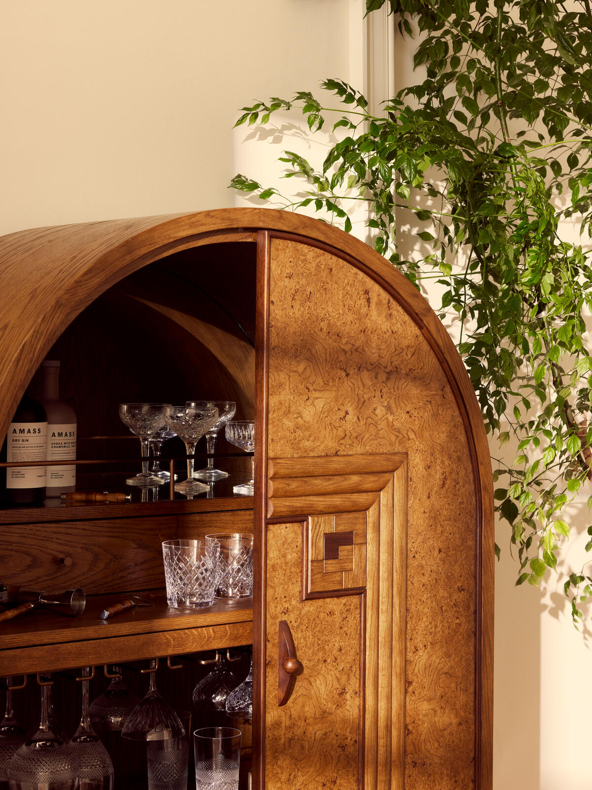 Benedict Bar Cabinet, Oak Burl - Soho Home