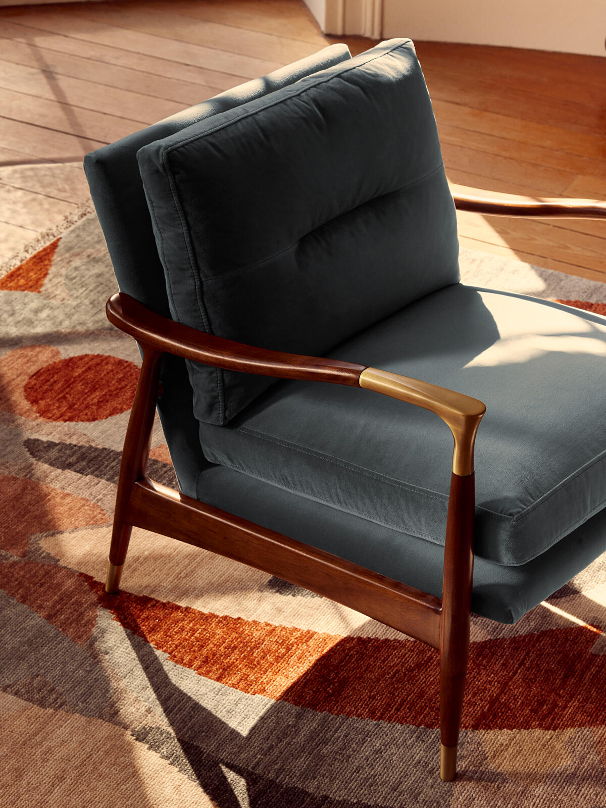 Theodore Armchair, Velvet, Grey Blue - Soho Home