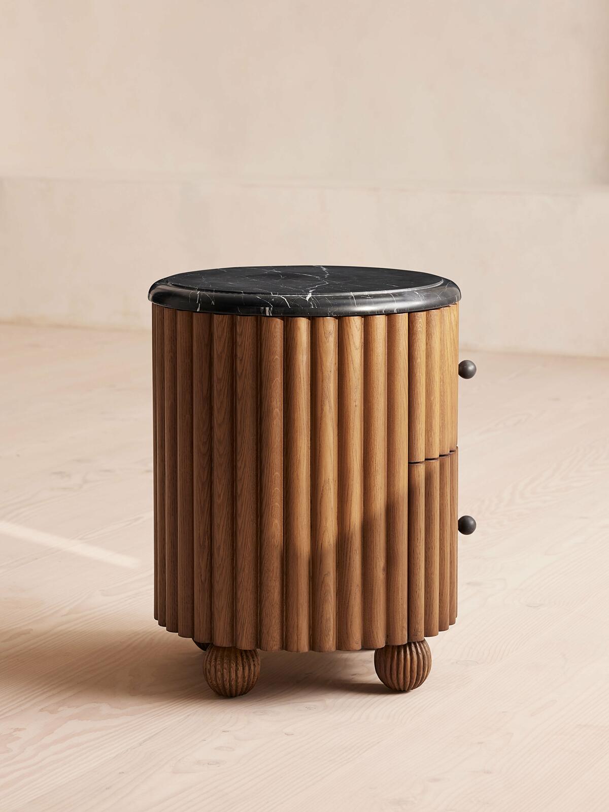 Carlisle Bedside Table, Black Marquina Marble - Soho Home