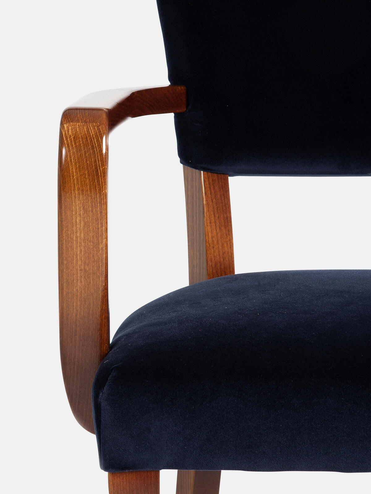 Molina Dining Chair with Arms, Ink Velvet, Dark Wood U.S - Soho Home