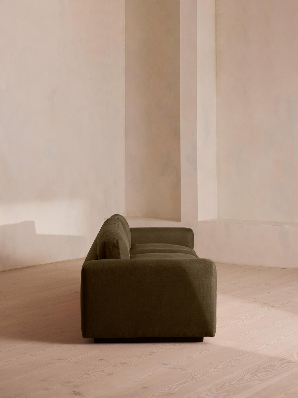 Mossley Four Seater Sofa, Linen, Olive - Soho Home