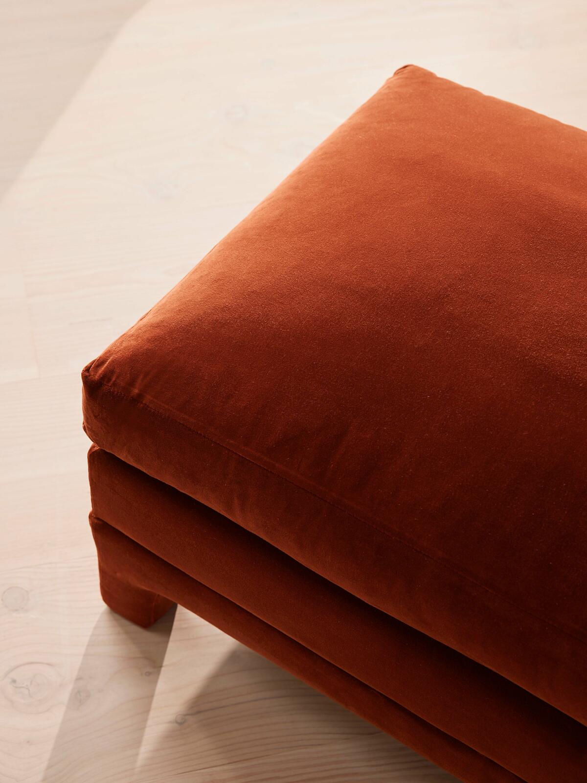 Ashford Ottoman, Velvet, Rust, US - Soho Home