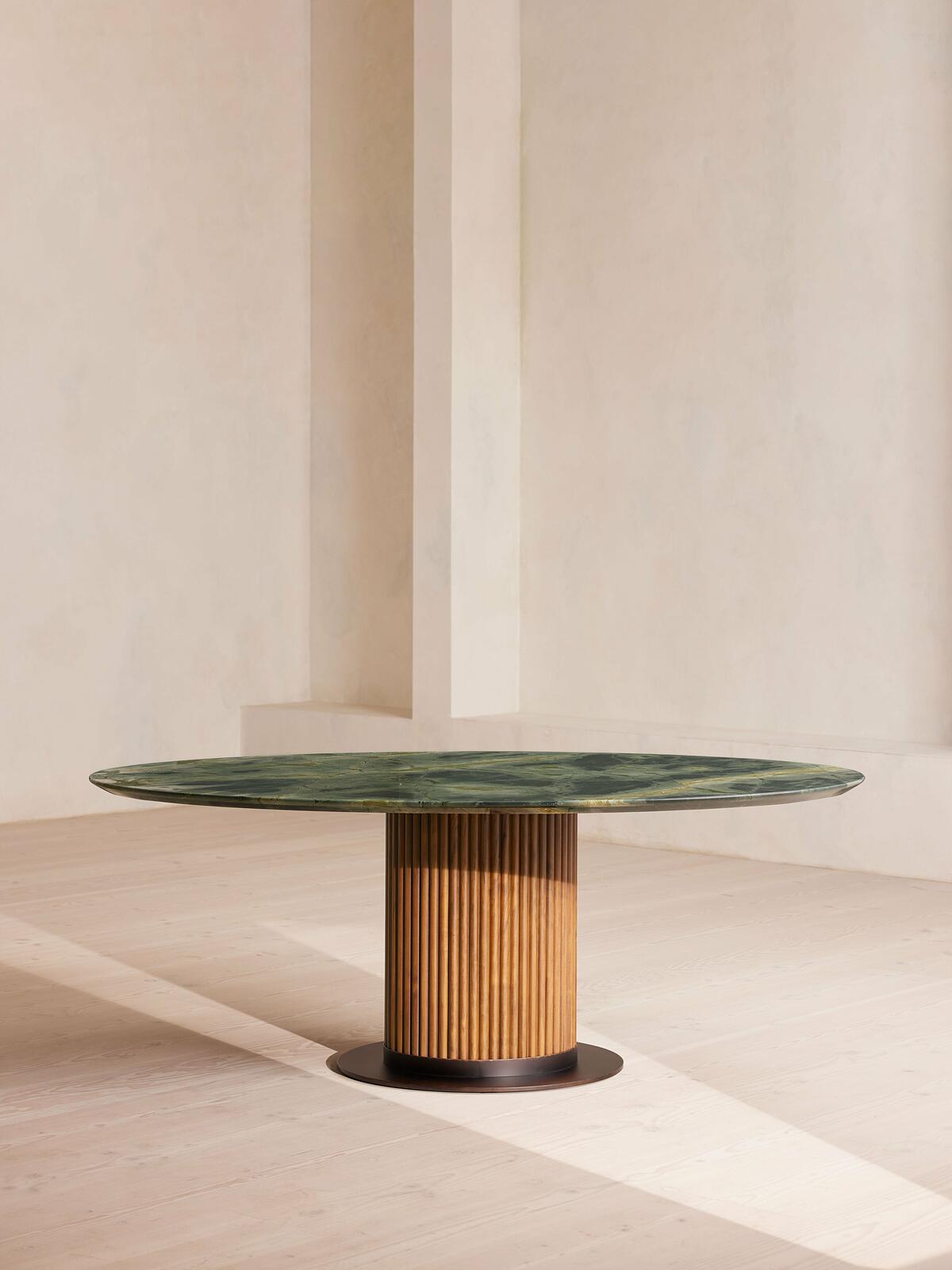 Murcell Oval Dining Table, Brazilian Green Marble - Soho Home