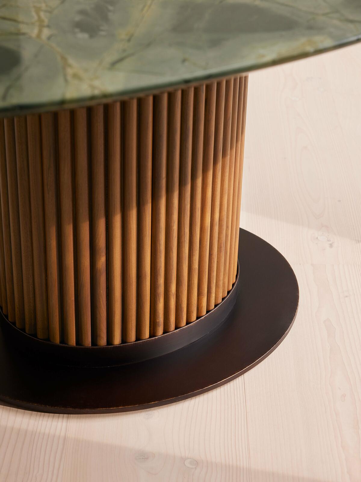 Murcell Oval Dining Table, Brazilian Green Marble - Soho Home