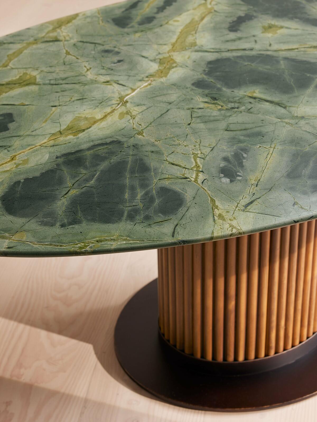 Murcell Oval Dining Table, Brazilian Green Marble - Soho Home