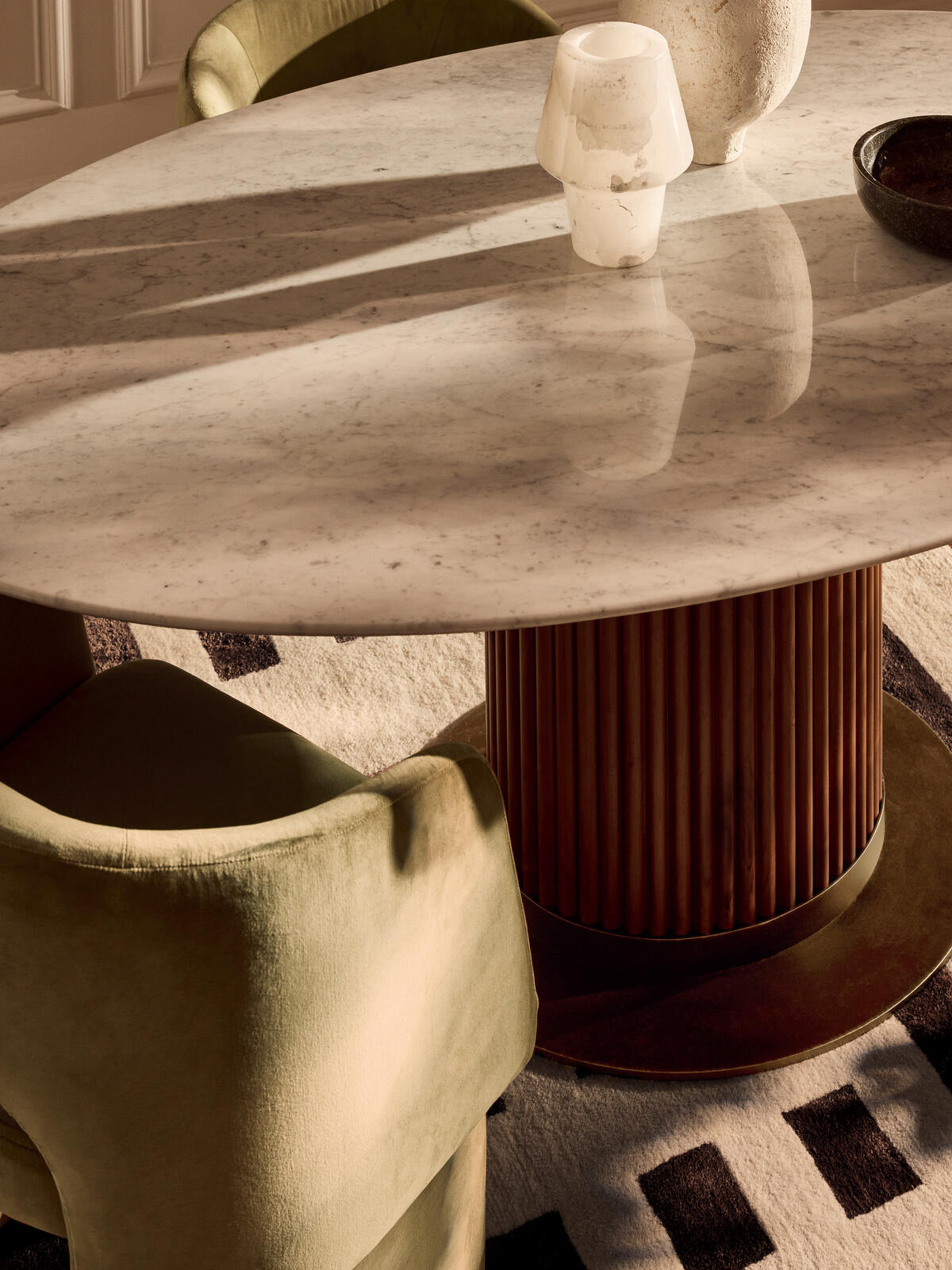Murcell Oval Dining Table, Carrara Marble - Soho Home