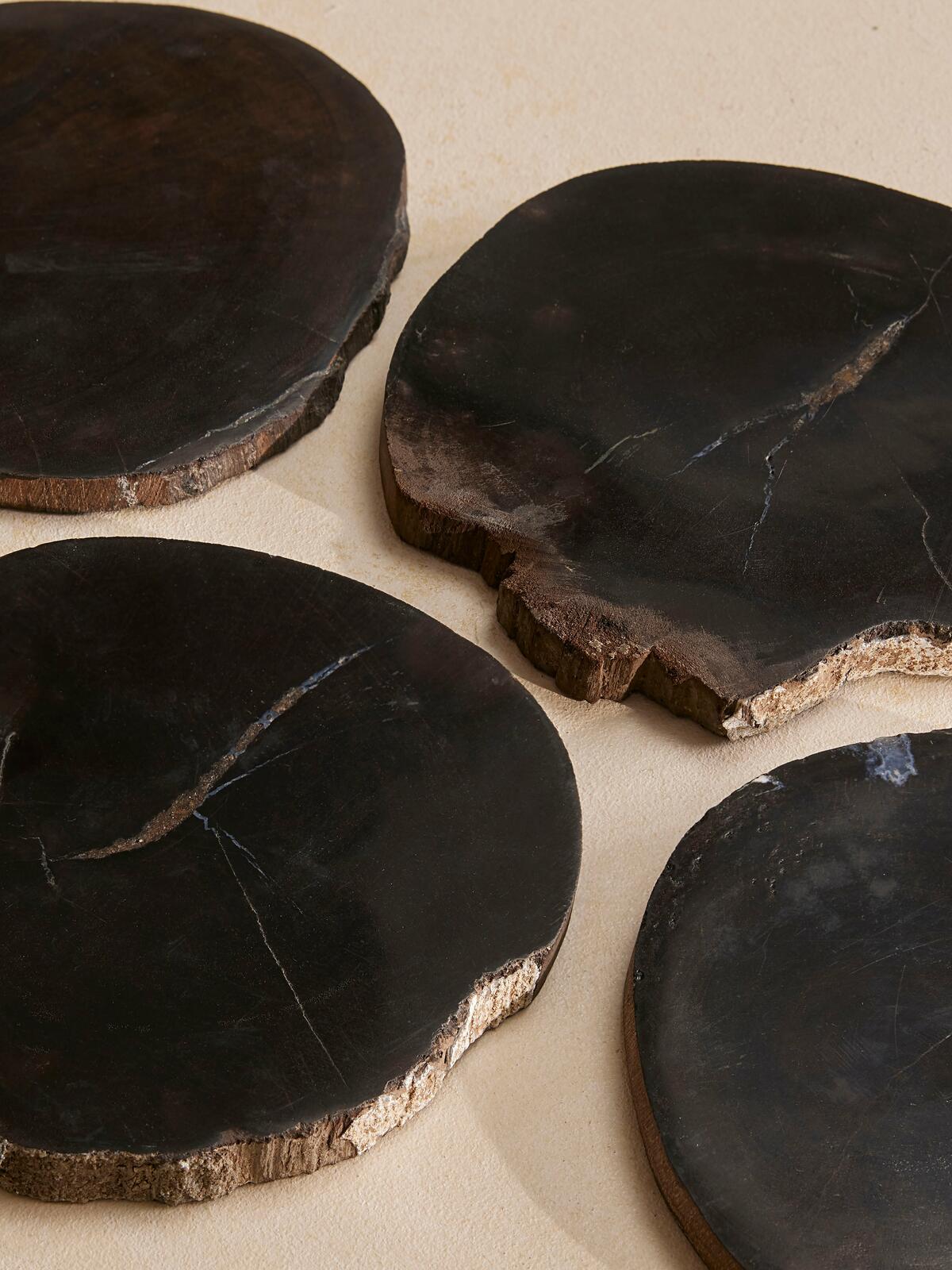 Balfern Petrified Wood Coasters, Black, Set of Four - Soho Home