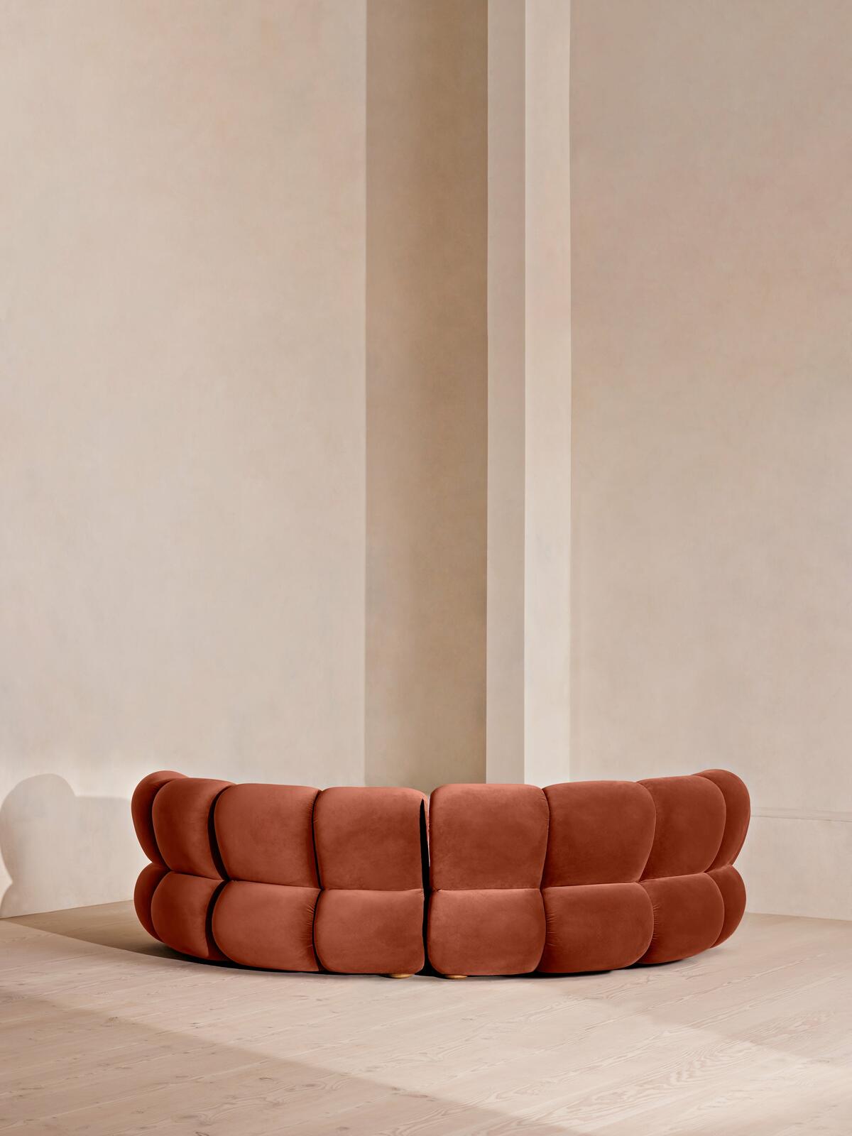 Noelle Modular Curved Sofa, Four Seater, Velvet, Rust - Soho Home