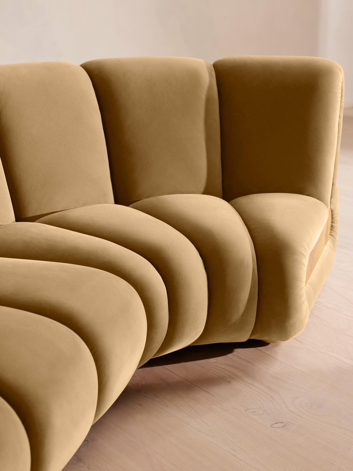 Noelle Modular Curved Sofa, Six Seater, Velvet Camel - Soho Home