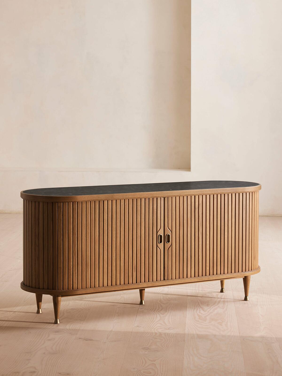 Nora Tambour Sideboard, Black Marquina Marble - Soho Home