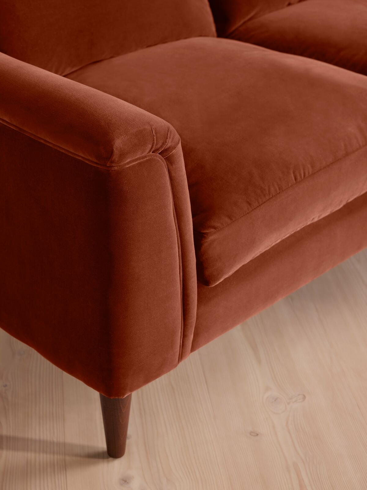 Reya Two Seater Sofa, Velvet, Rust - Soho Home