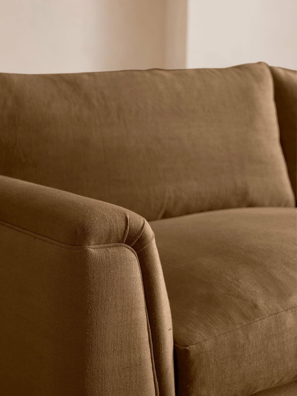 Reya Three Seater Sofa, Linen, Ochre - Soho Home