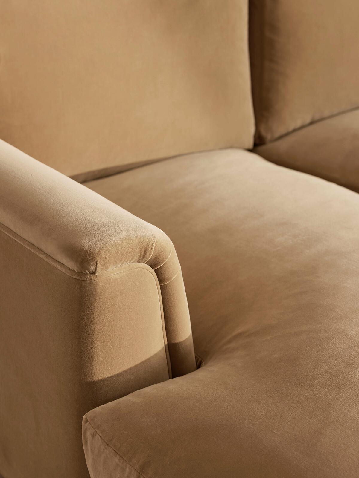 Reya Chaise-end Sofa, Velvet, Camel, US - Soho Home
