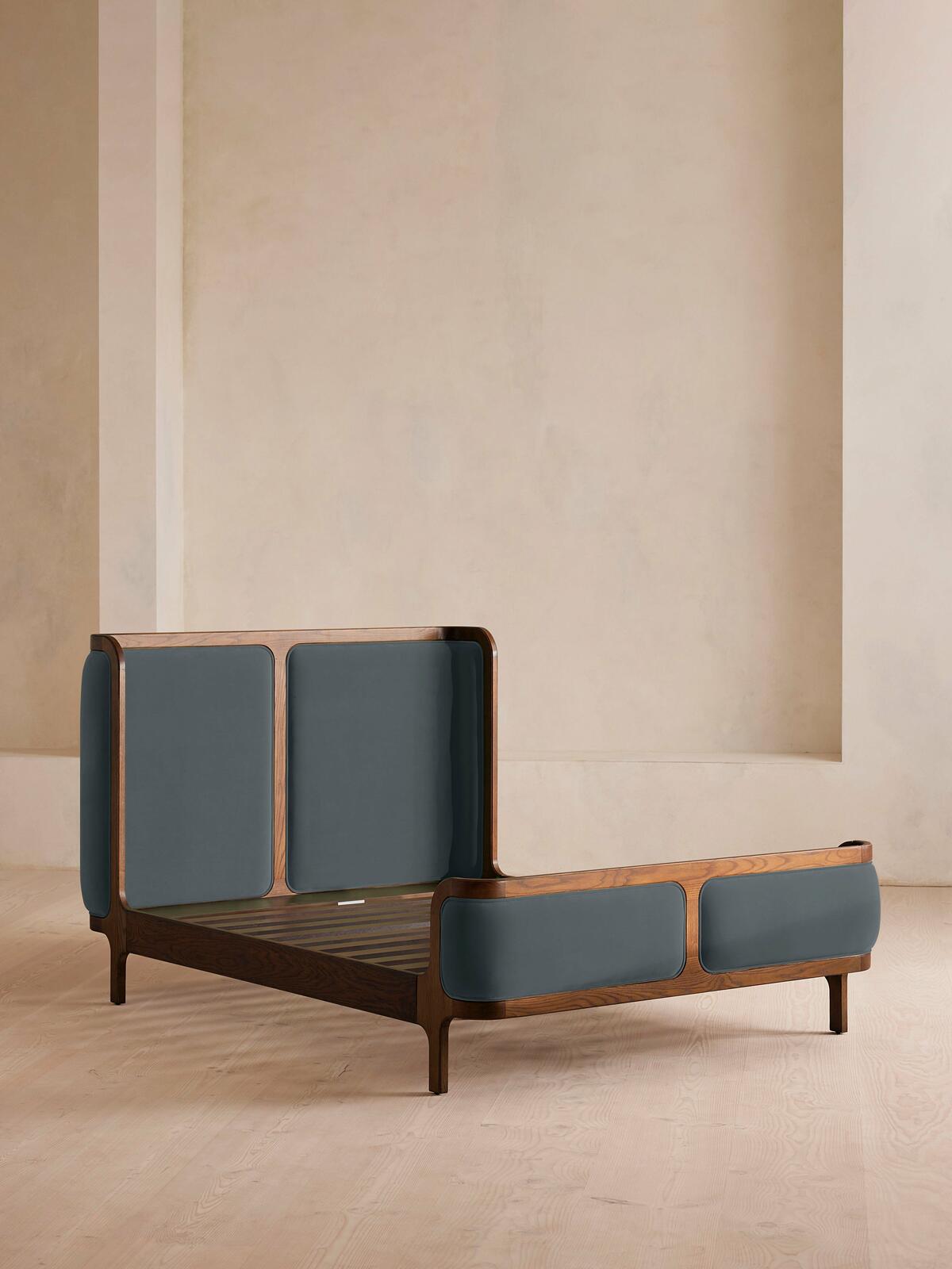 Belsa Bed, Queen, Velvet, Grey Blue, US - Soho Home