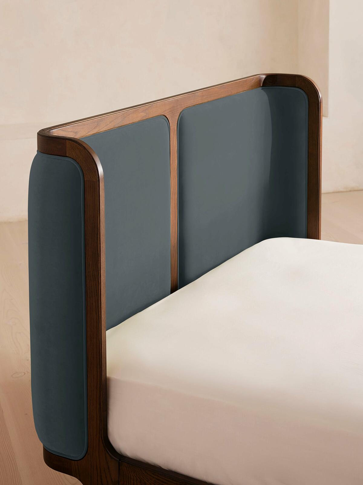 Belsa Bed, Queen, Velvet, Grey Blue, US - Soho Home