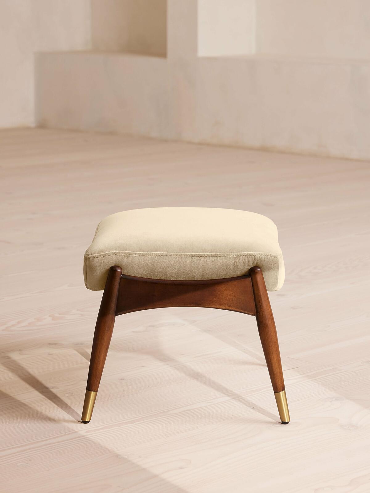 Theodore Footstool, Velvet, Porcelain - Soho Home