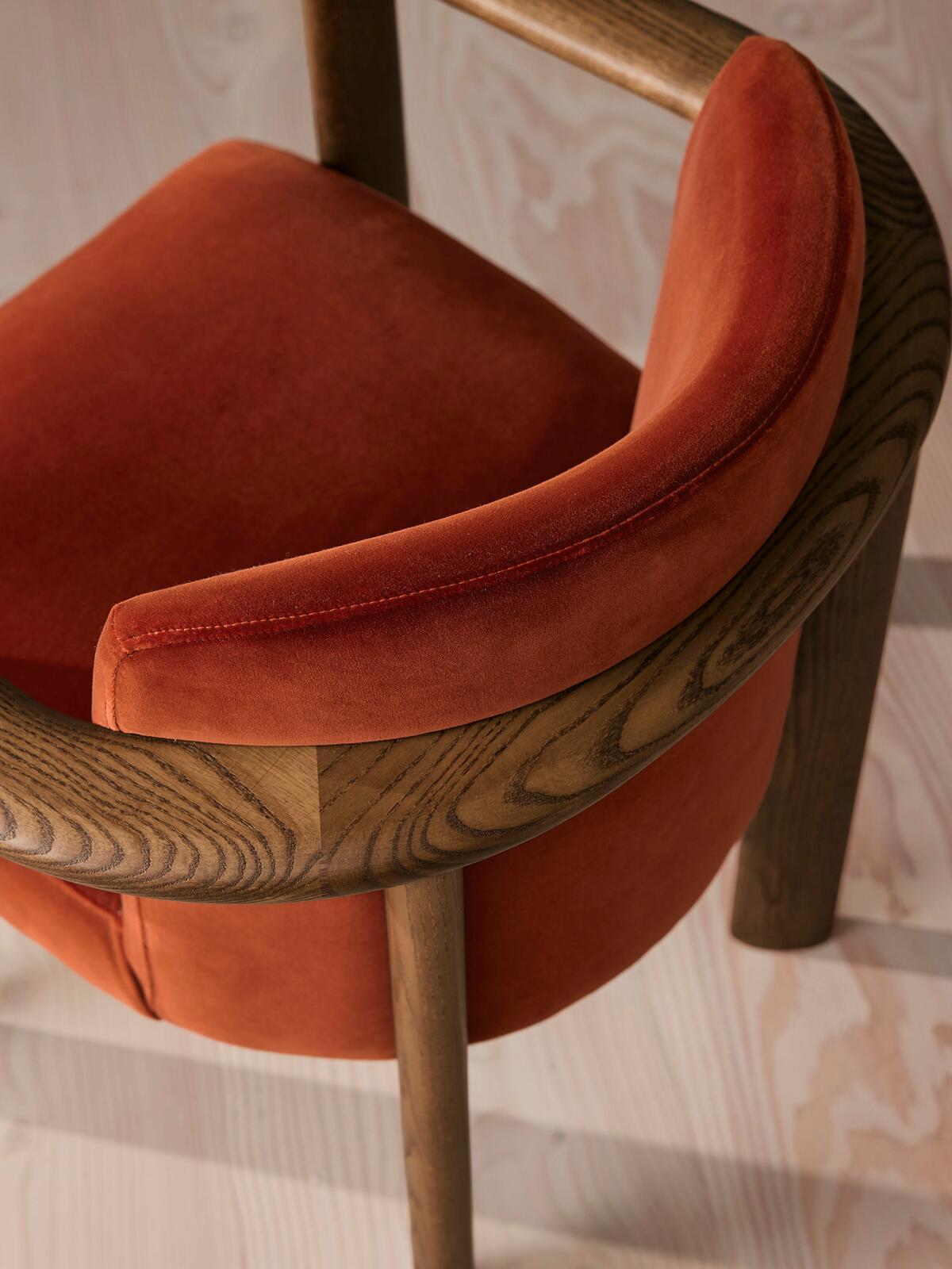 Aria Dining Chair, Velvet, Rust - Soho Home