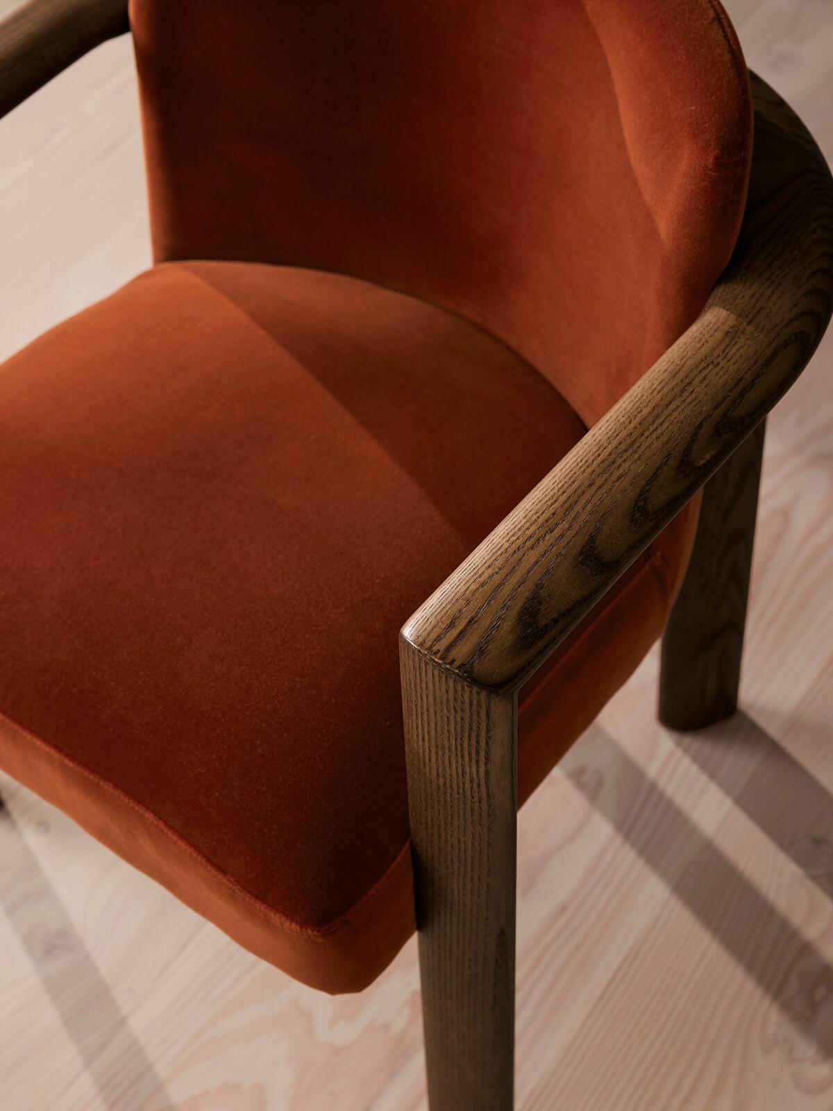 Aria Dining Chair, Velvet, Rust - Soho Home