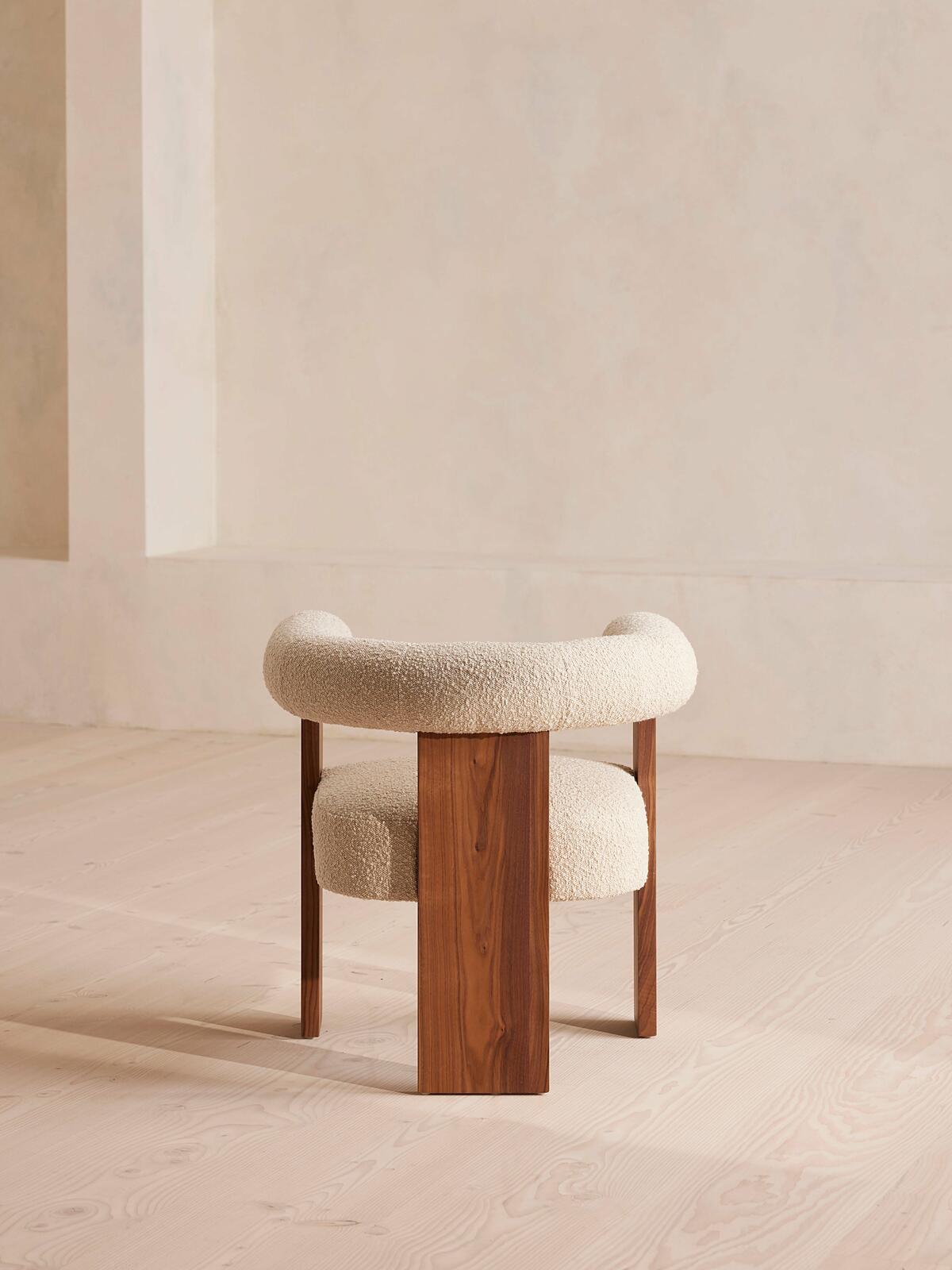 Eldon Dining Chair, Boucle, Walnut, US - Soho Home