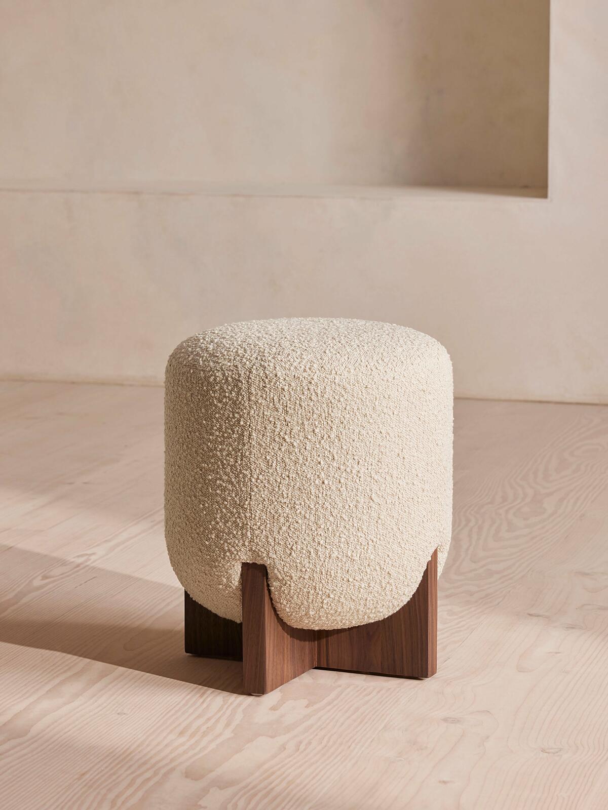 Eldon Stool, Walnut, Boucle, US - Soho Home
