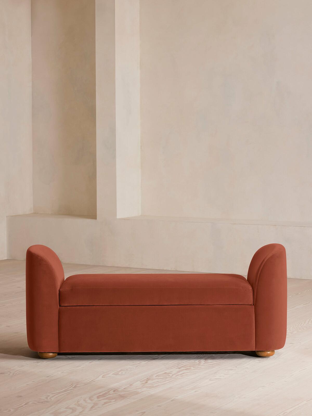 Athena Bench, Velvet, Rust - Soho Home