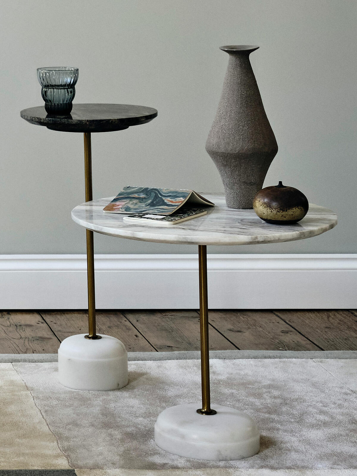 Fleet Side Table, Large/Low, Terra Bianca Marble - Soho Home