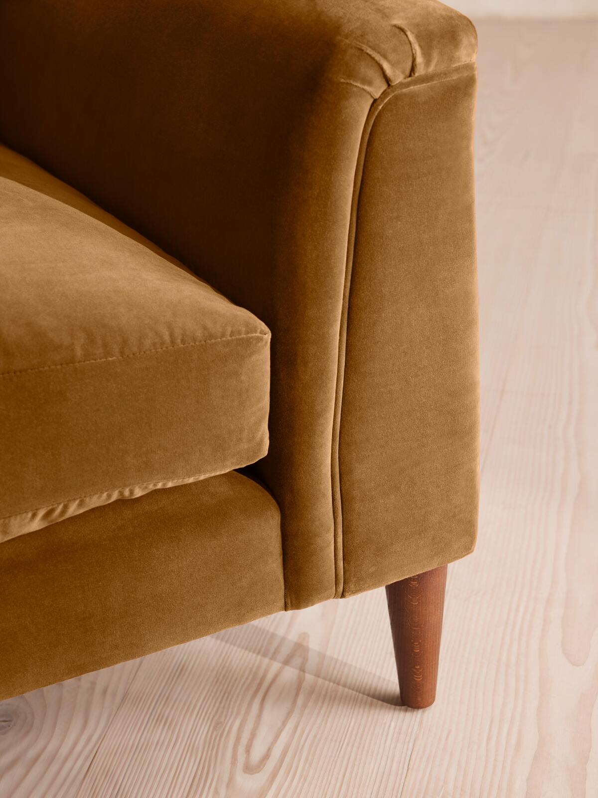 Reya Two Seater Sofa, Velvet, Mustard - Soho Home