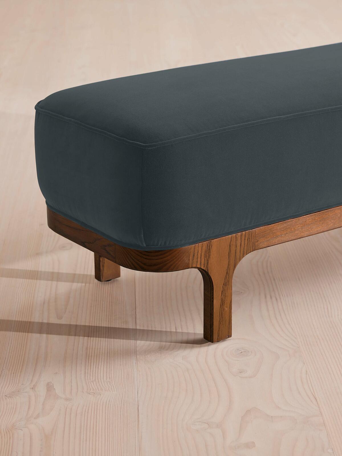Belsa Bench, Velvet, Grey Blue - Soho Home