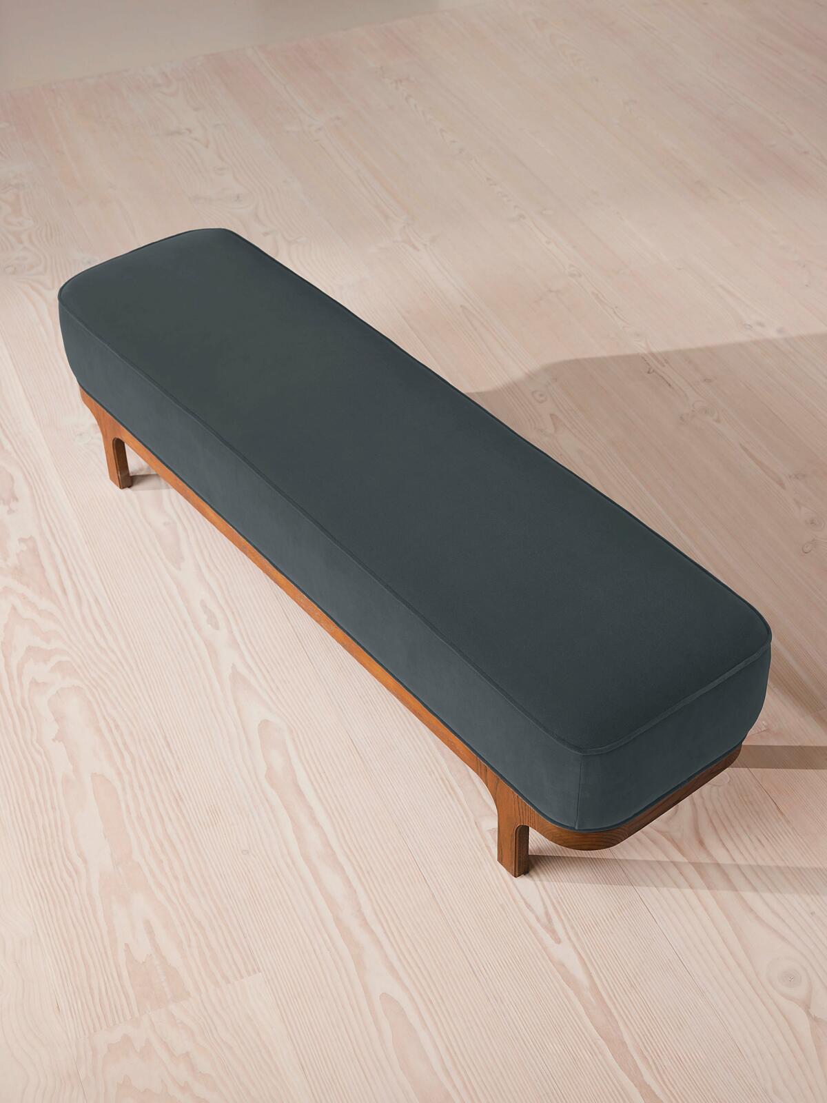 Belsa Bench, Velvet, Grey Blue - Soho Home