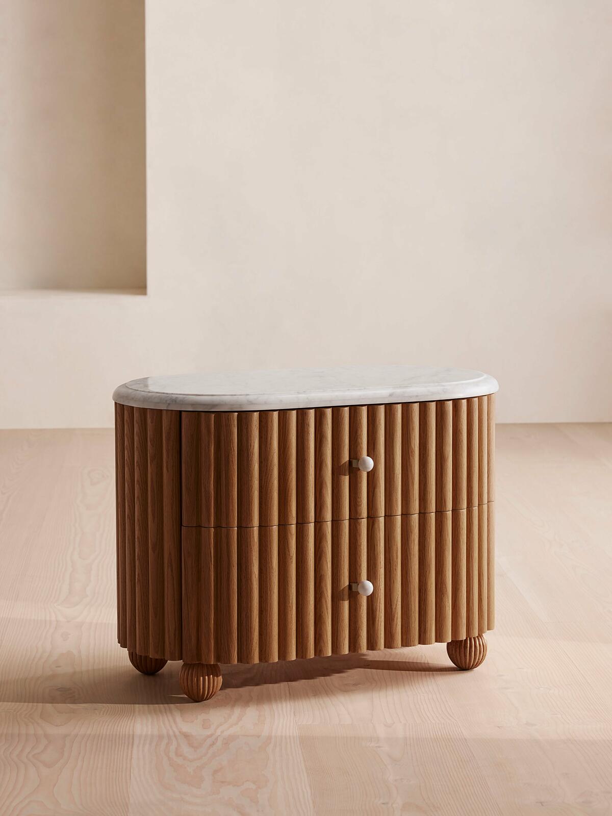 Carlisle Bedside Table, Carrara Marble, Large - Soho Home