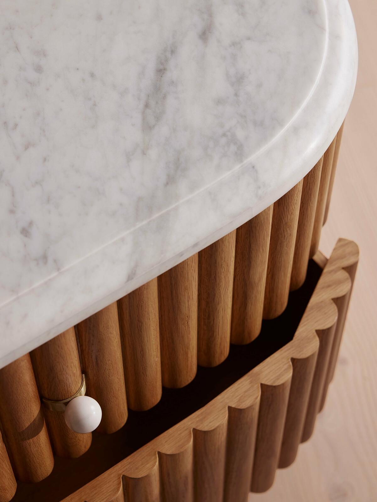 Carlisle Bedside Table, Carrara Marble, Large - Soho Home