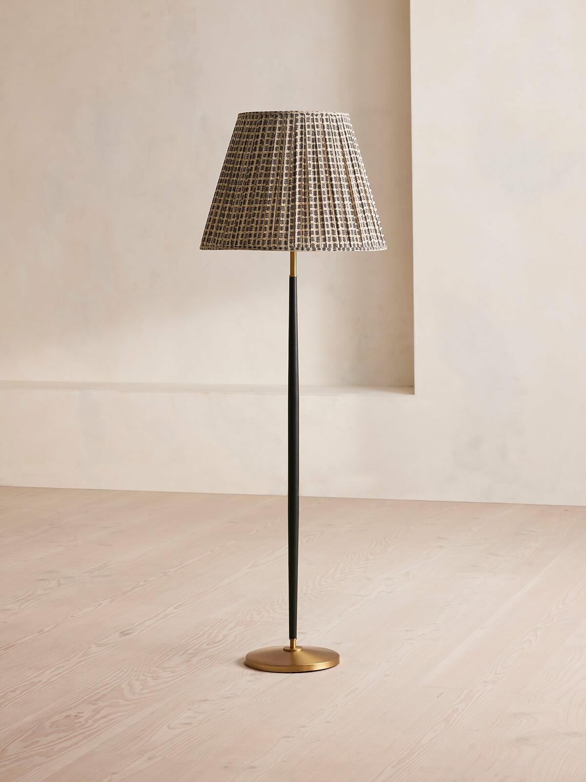 Beckett Leather Floor Lamp, Patterned Shade - Soho Home