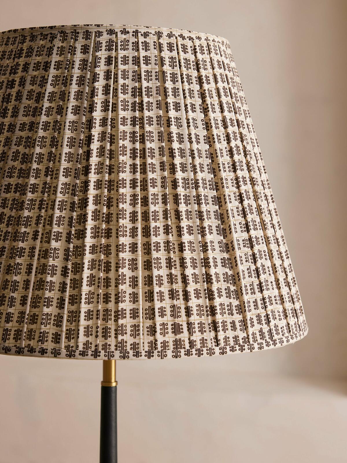 Beckett Leather Floor Lamp, Patterned Shade - Soho Home