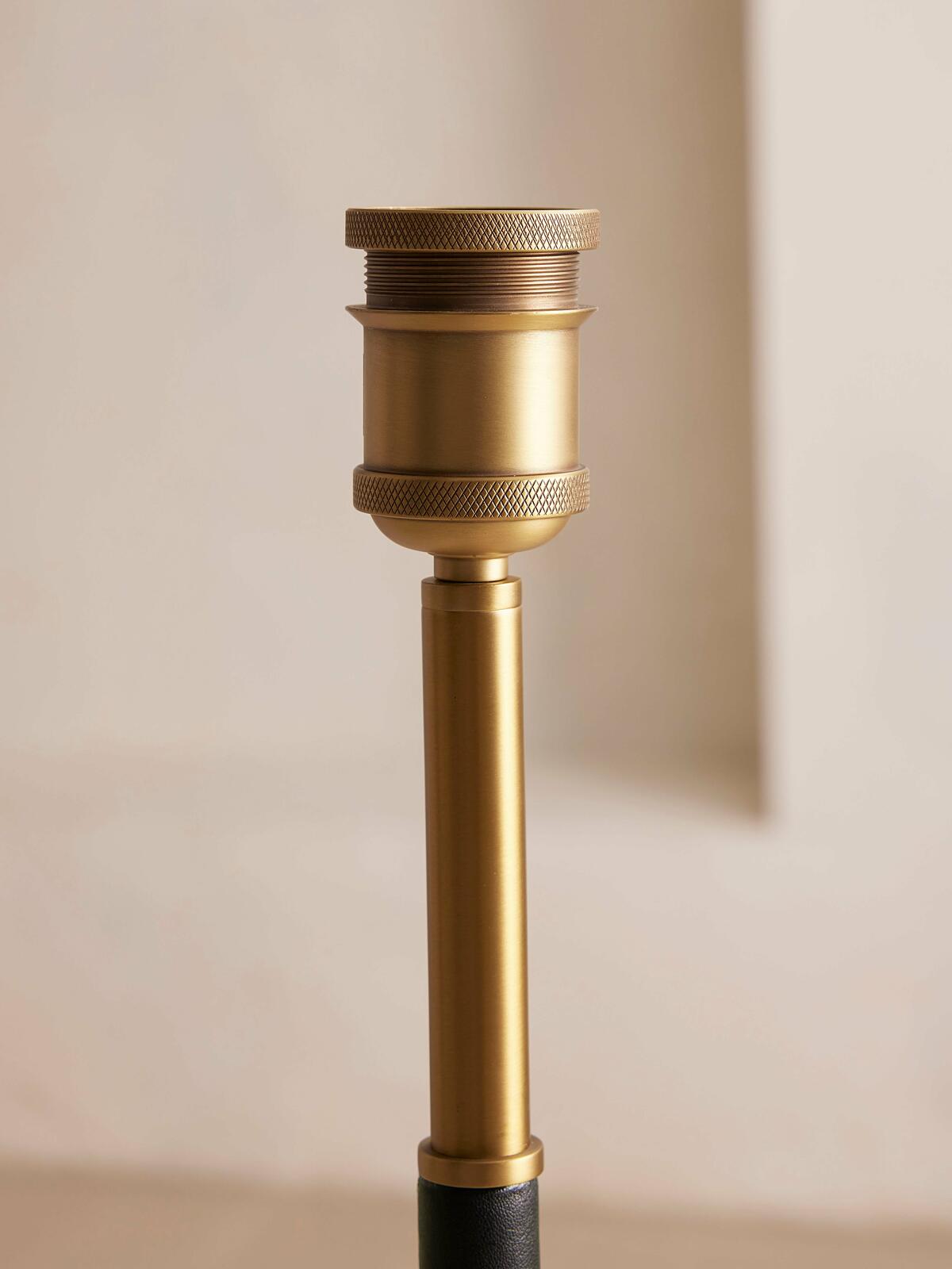 Beckett Leather Floor Lamp, Patterned Shade - Soho Home