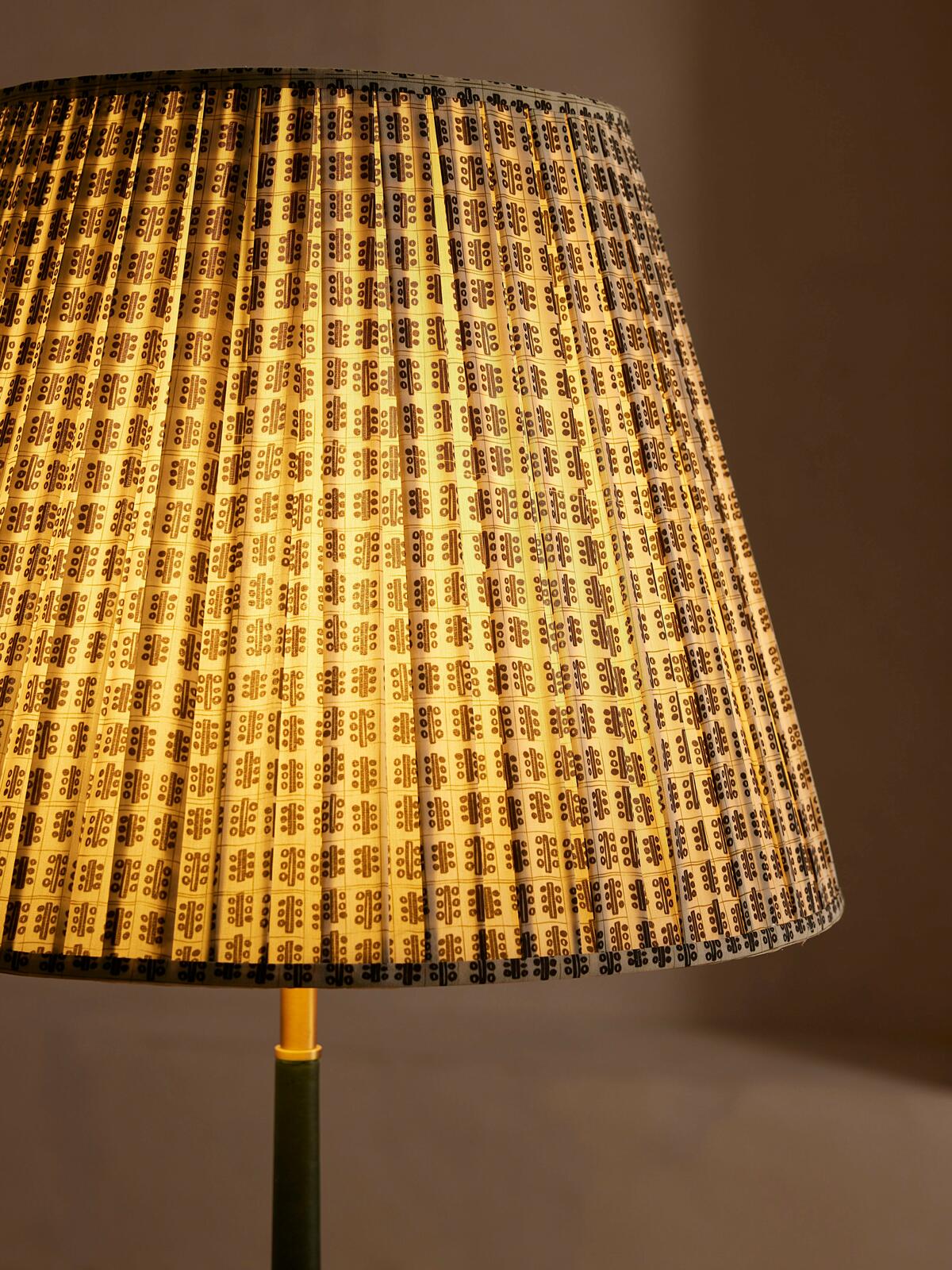 Beckett Leather Floor Lamp, Patterned Shade, US - Soho Home