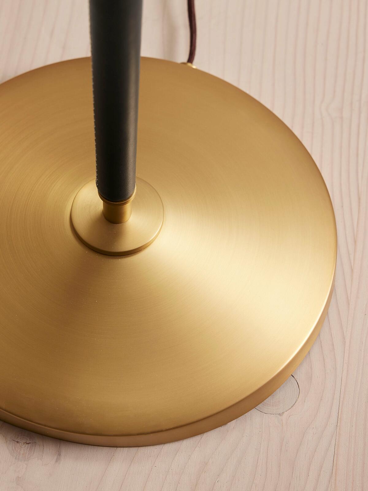 Beckett Leather Floor Lamp, Patterned Shade, US - Soho Home