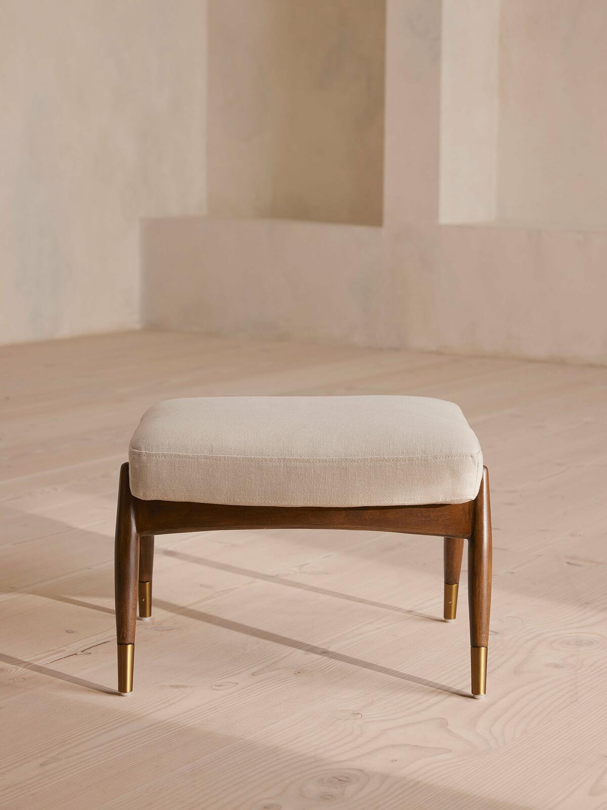 Theodore Footstool, Linen, Bisque - Soho Home