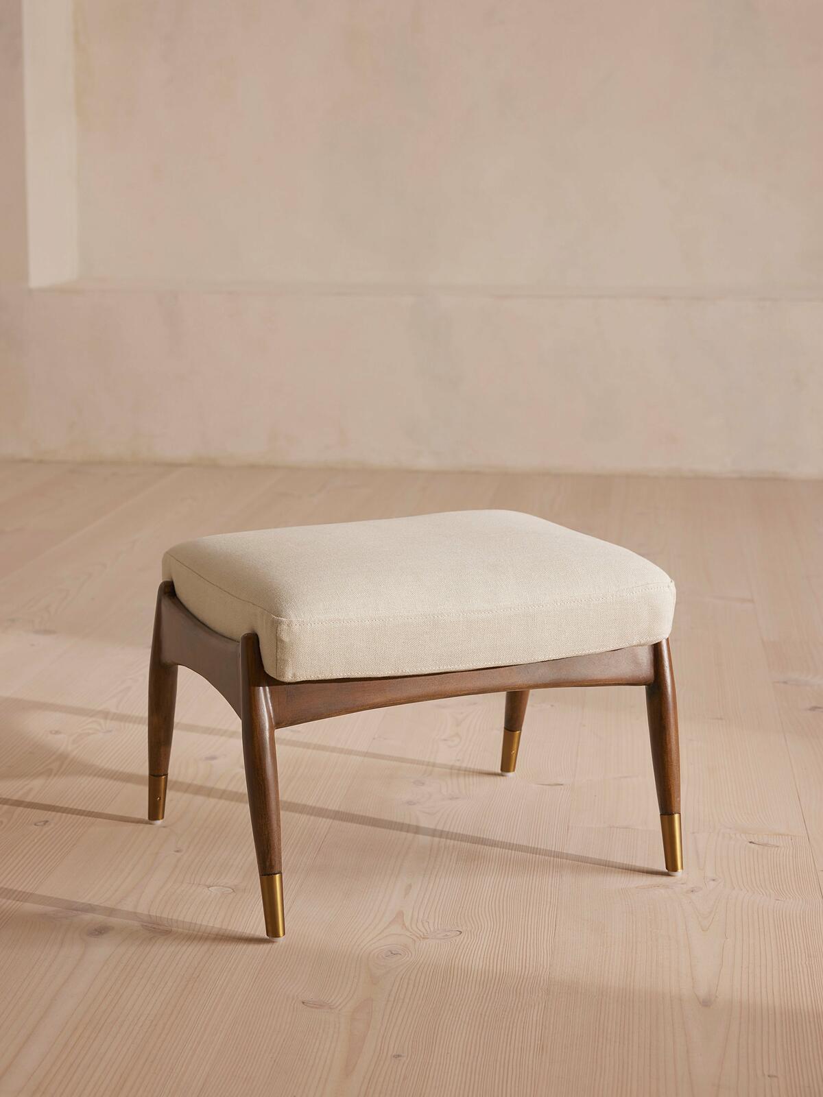 Theodore Footstool, Linen, Bisque - Soho Home