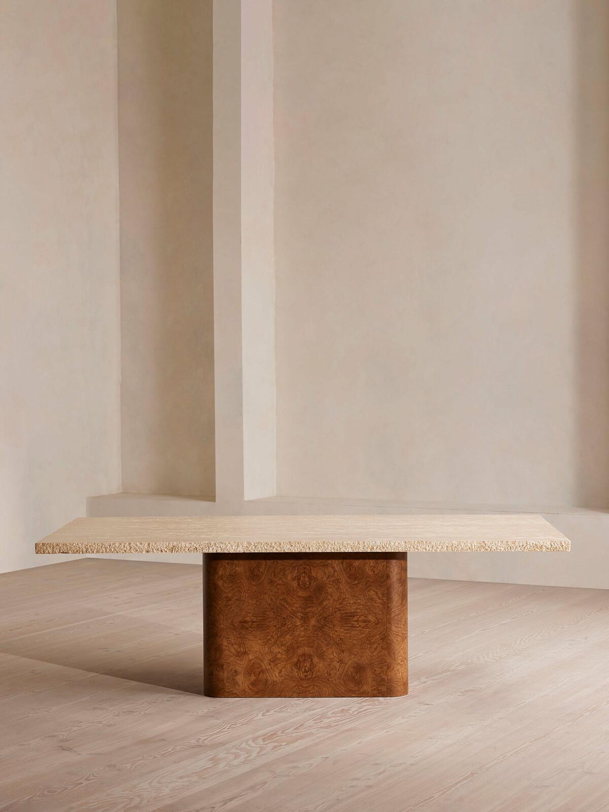 Ramsey Dining Table, Travertine & Burl - Soho Home