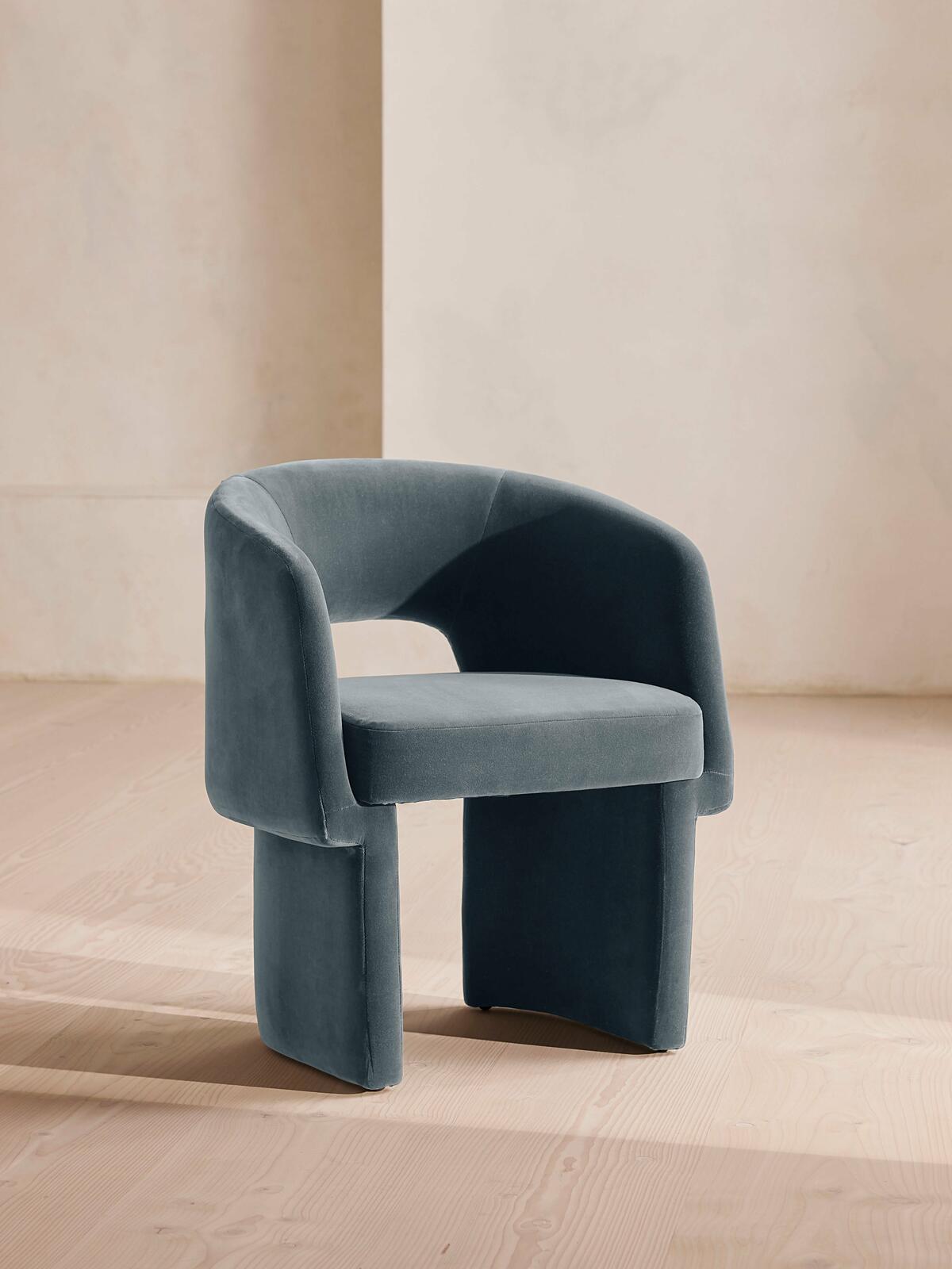 Morrell Dining Chair, Velvet, Grey Blue, US - Soho Home