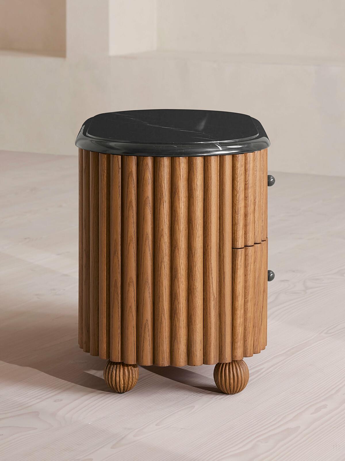 Carlisle Bedside Table, Black Marquina Marble, Large - Soho Home