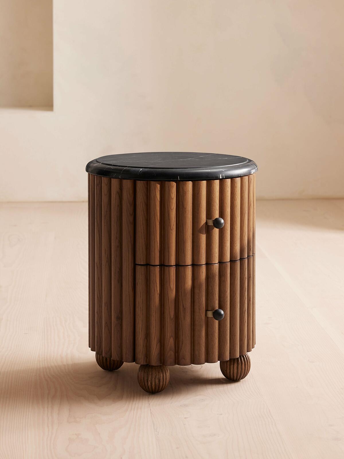 Carlisle Bedside Table, Black Marquina Marble - Soho Home