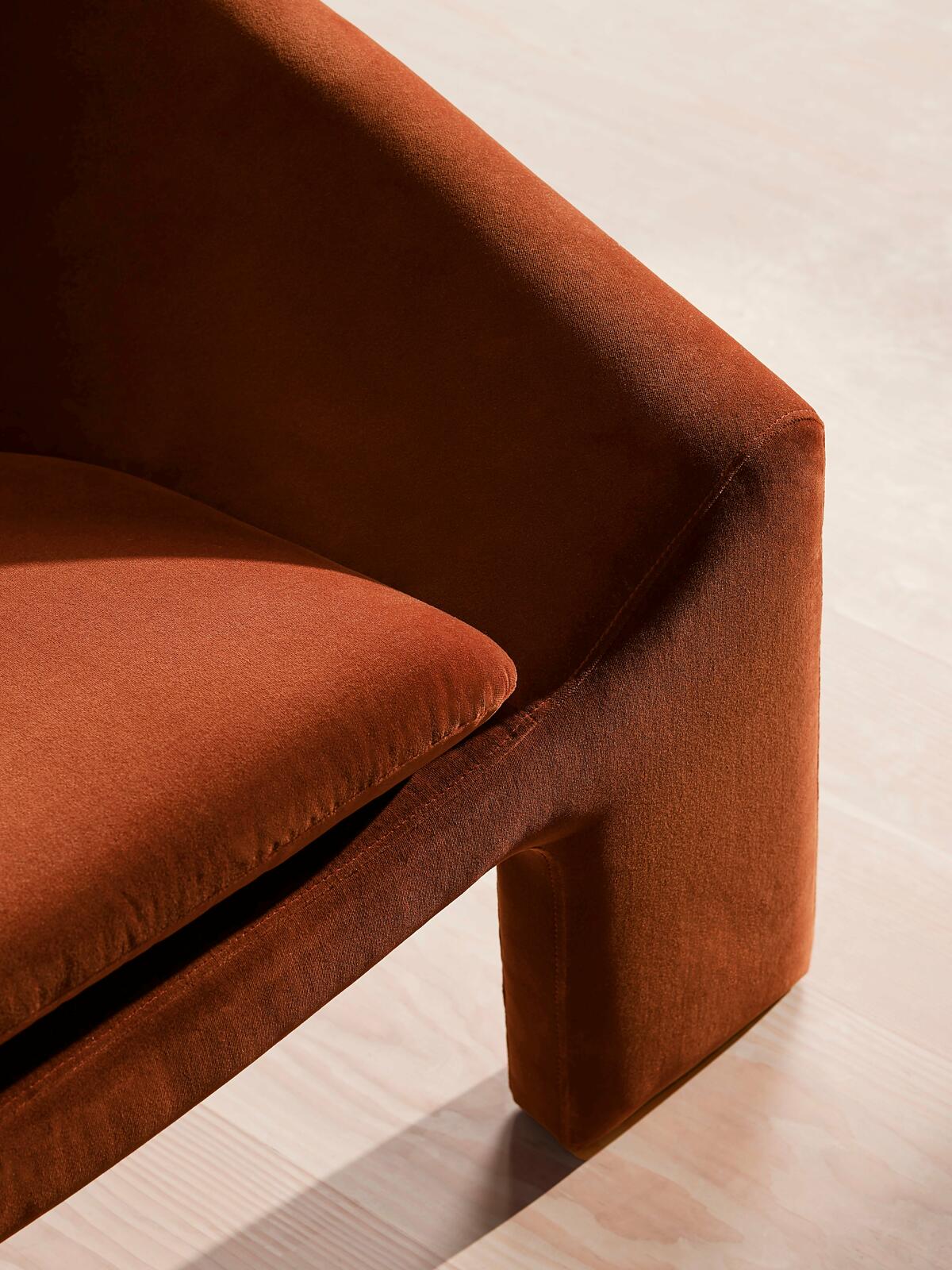 Dafne Armchair, Velvet, Rust, US - Soho Home