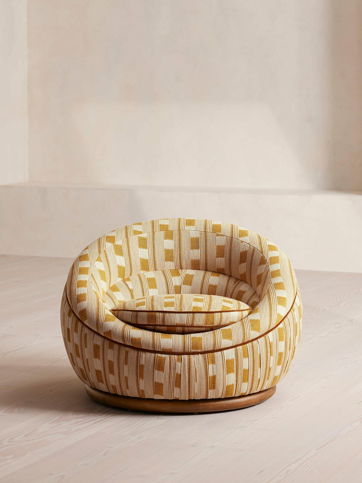 Abel Armchair, Dotted Stripe Weave, Ochre - Soho Home