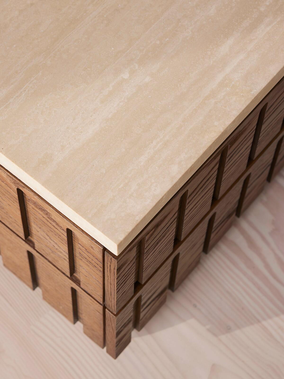 Athens Bedside Table, Travertine - Soho Home