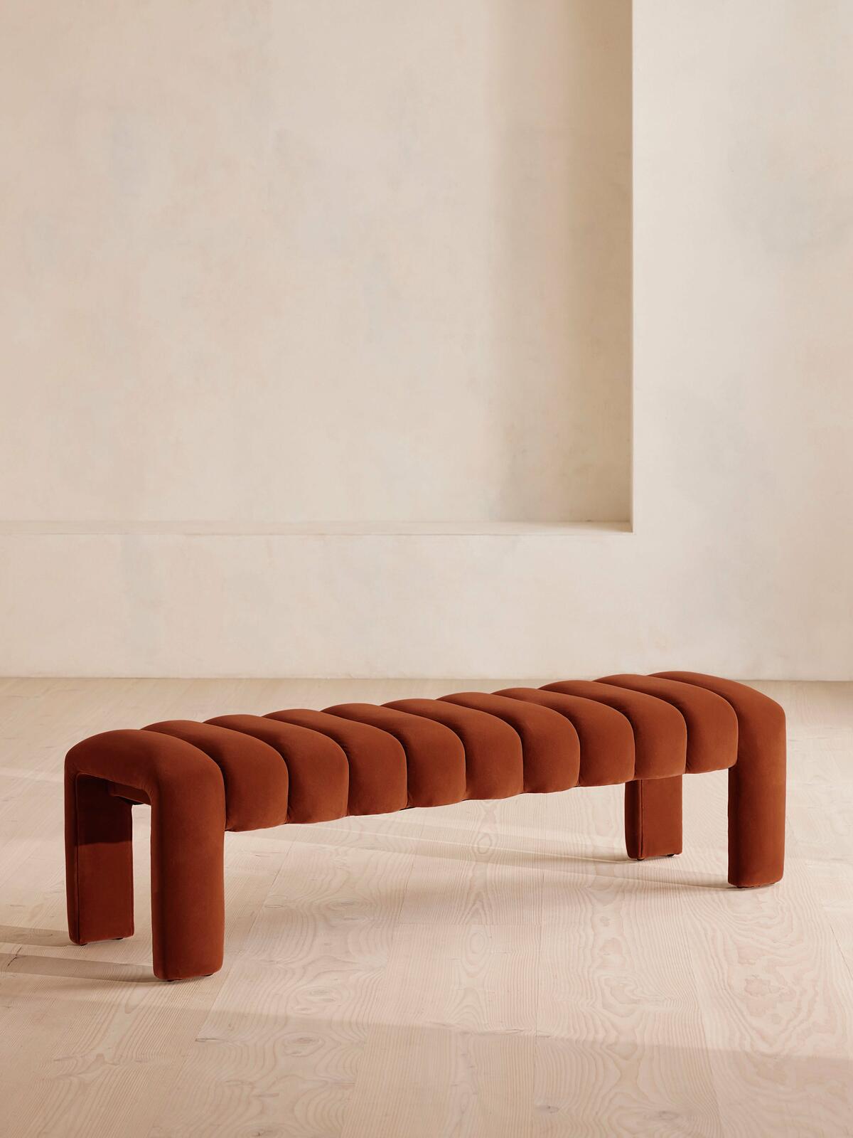 Willis Bench, Velvet, Rust, US - Soho Home