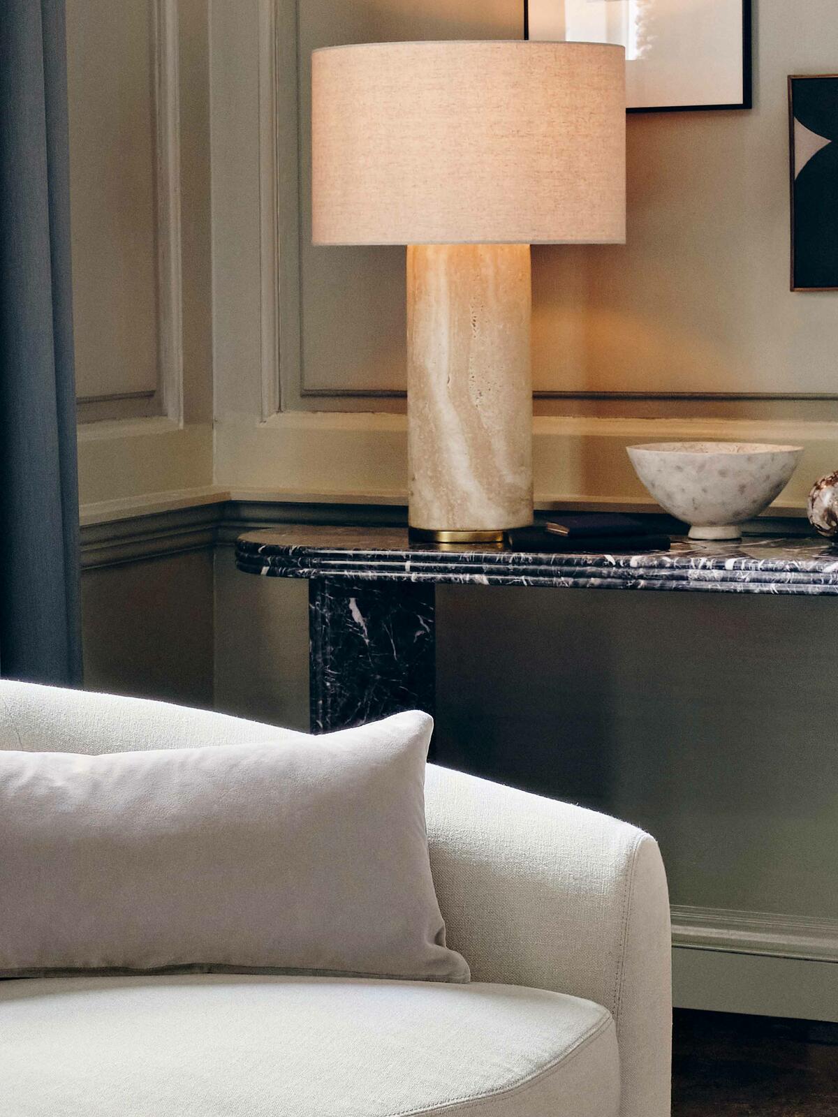 Remi Stone Table Lamp, Large, US - Soho Home