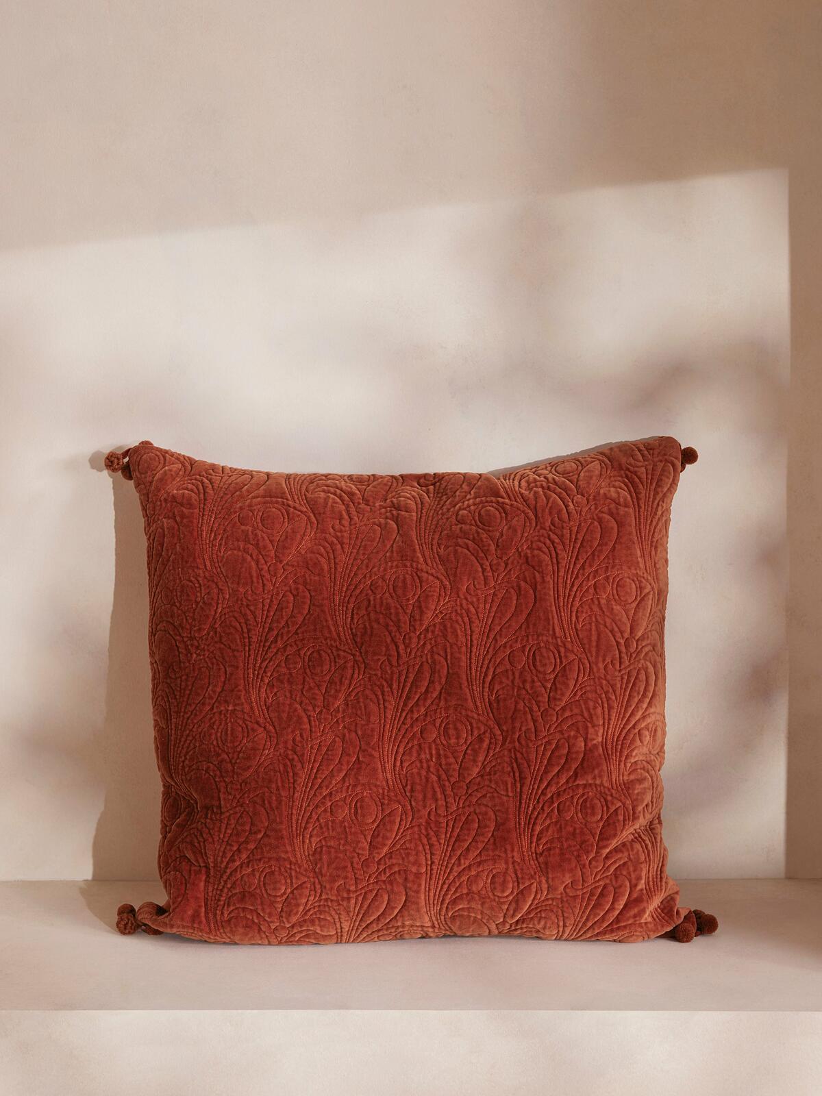 Obie Large Square Pillowcase, Rust - Soho Home